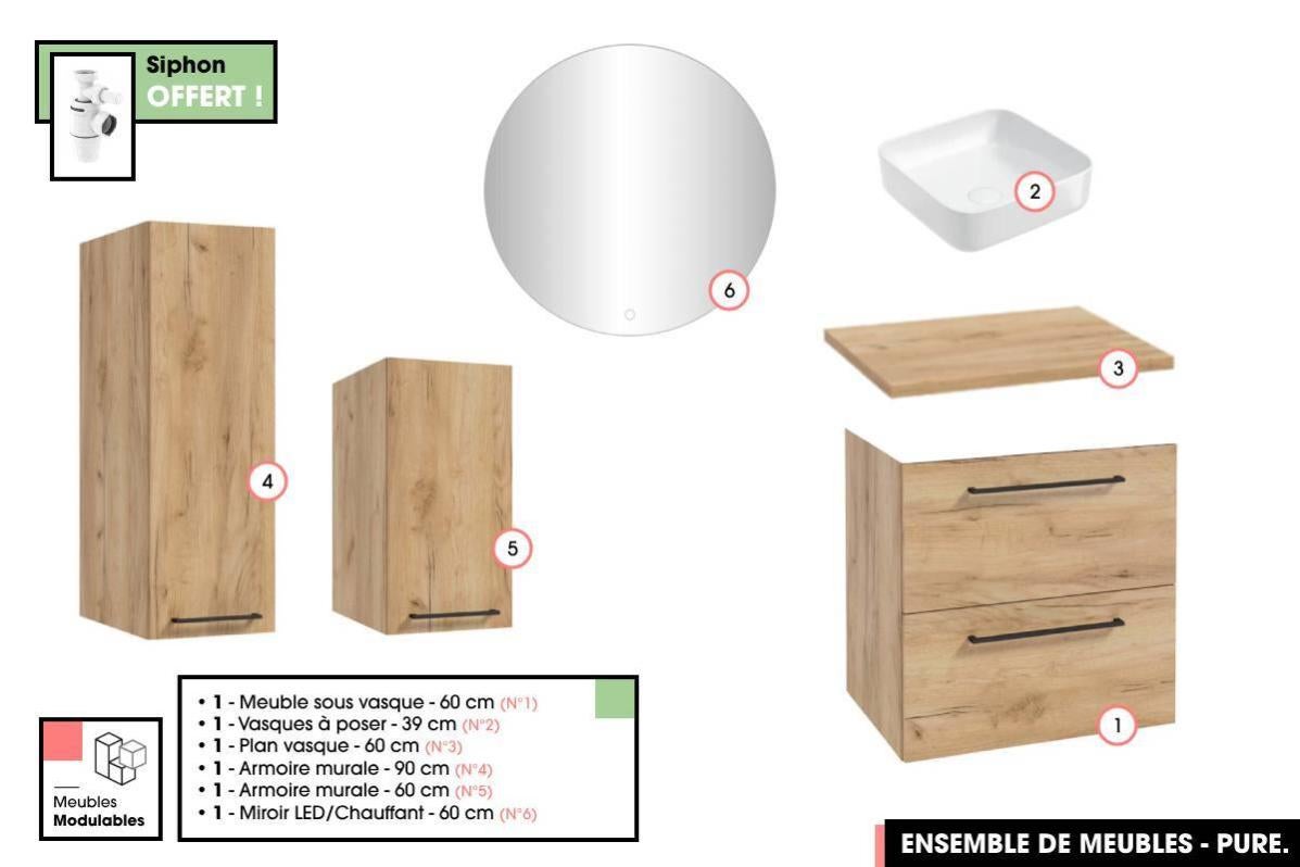 Set bagno completo - Mobili - Armadi - Specchio - Lavabo e Sifone ...