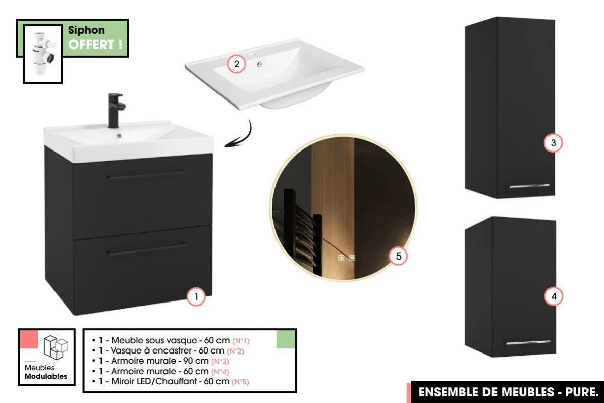Set bagno completo - Mobili - Armadi - Specchio - Lavabo da incasso con ...
