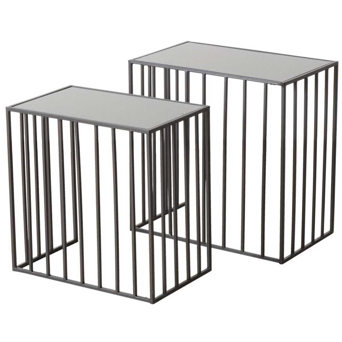 Tables d'appoint en métal JORIS, avec plateau en miroir, lot de 2 ...
