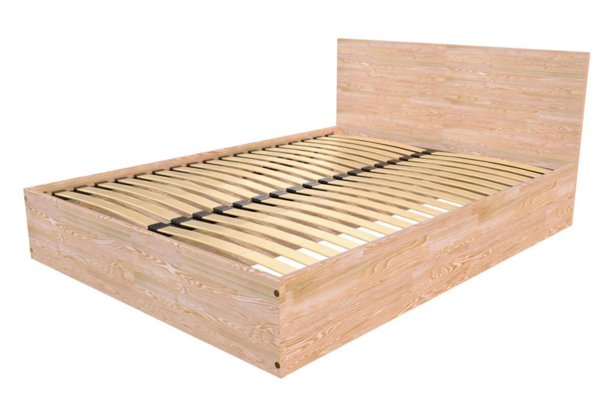 Lit coffre 2 places en bois avec tête de lit 140x200 Transparent ...