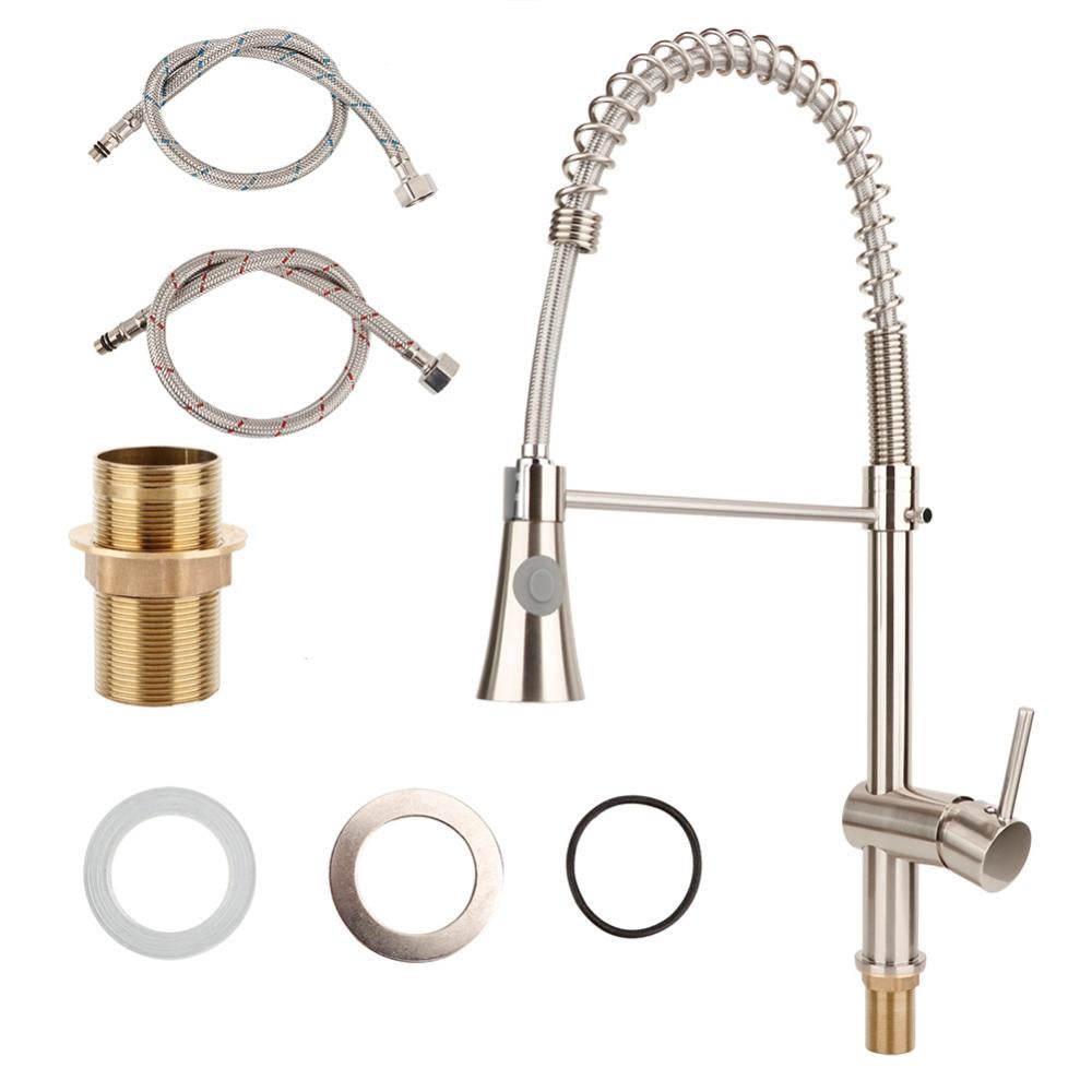 Robinet d'évier de cuisine à bec rétractable avec poignée unique et ...