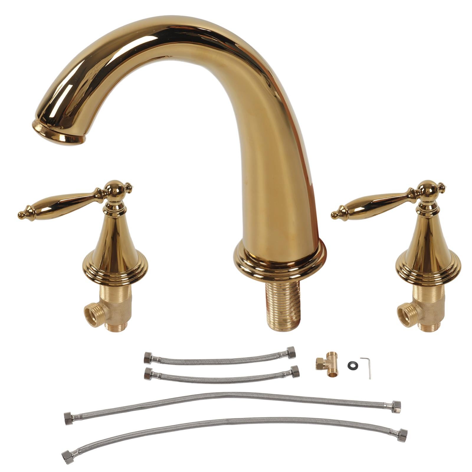 Rubinetto per lavabo a doppia maniglia in rame massiccio, | Leroy Merlin