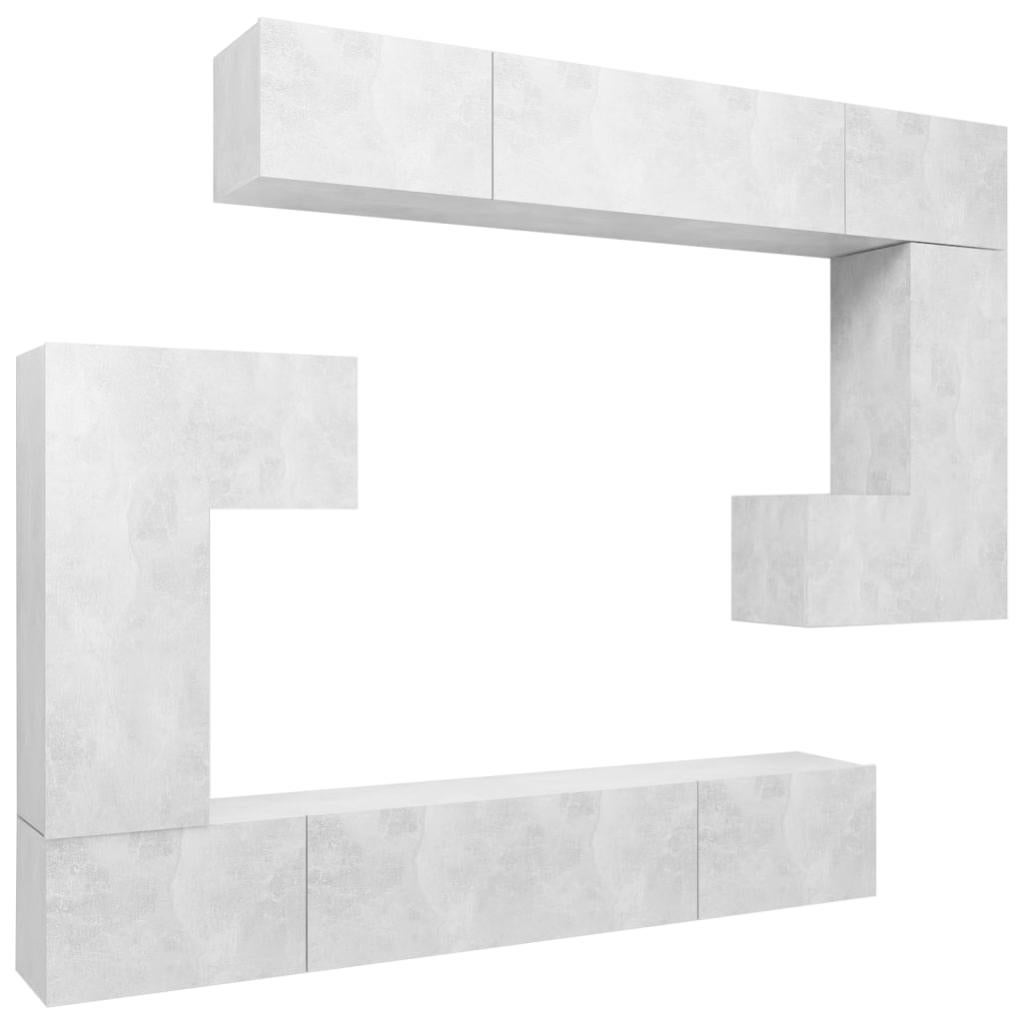 Conjunto mueble TV 8 piezas Aglomerado gris hormigón | Leroy Merlin