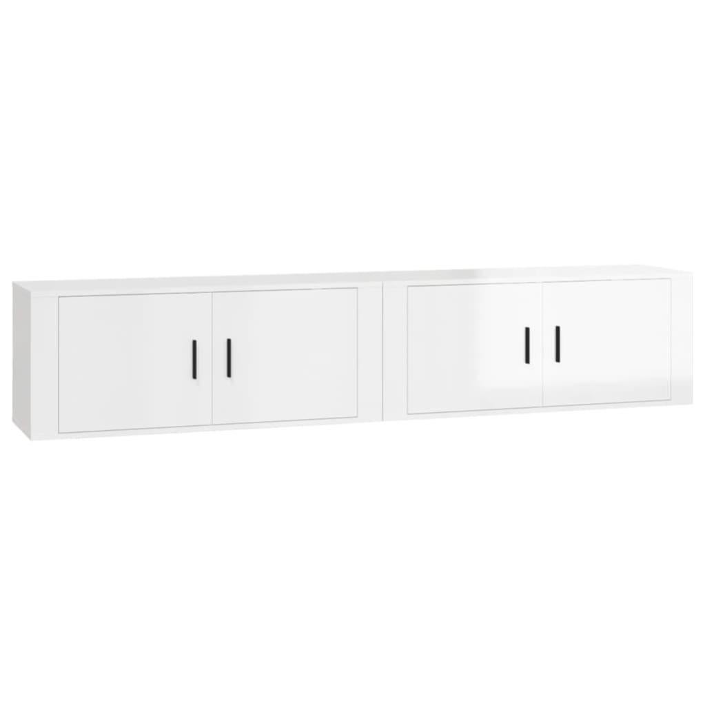 Muebles TV de pared 2 piezas blanco brillo 100x34,5x40 cm | Leroy Merlin