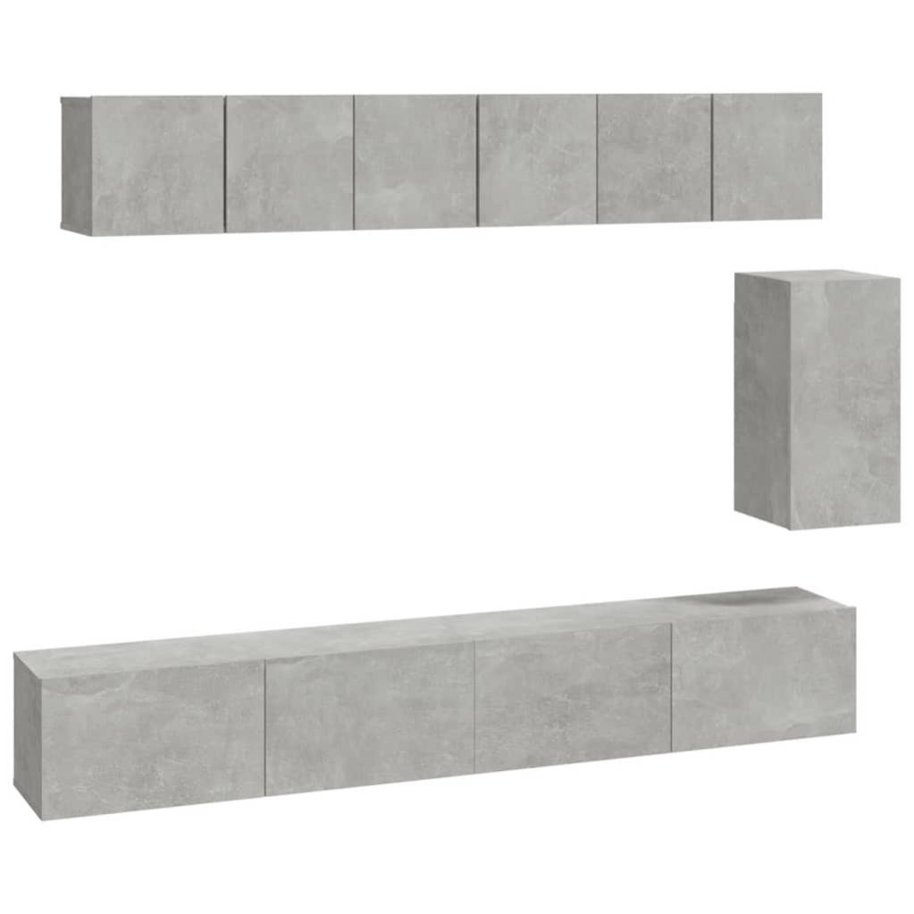 Ensemble de meubles TV 6 pcs Gris béton Bois d'ingénierie | Leroy Merlin
