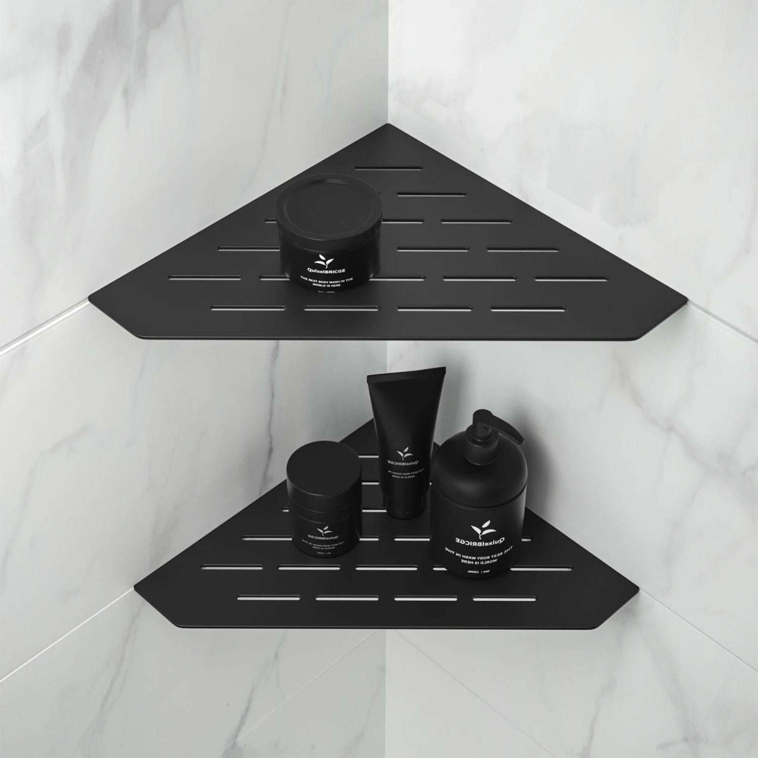 Tablette d'angle murale de douche CORNER BATH - Noir mat - Lot de 2 | Leroy Merlin