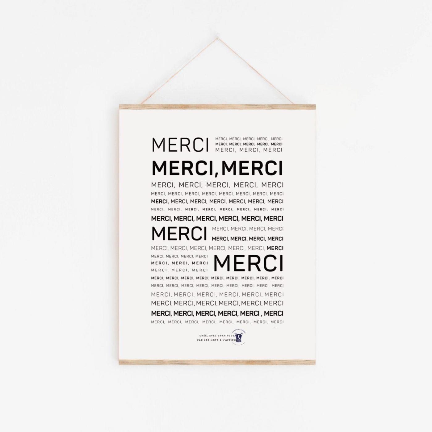 Affiche imprimée A5 "Mantra : Merci" (Poster) 14.8 x 21 cm avec support ...