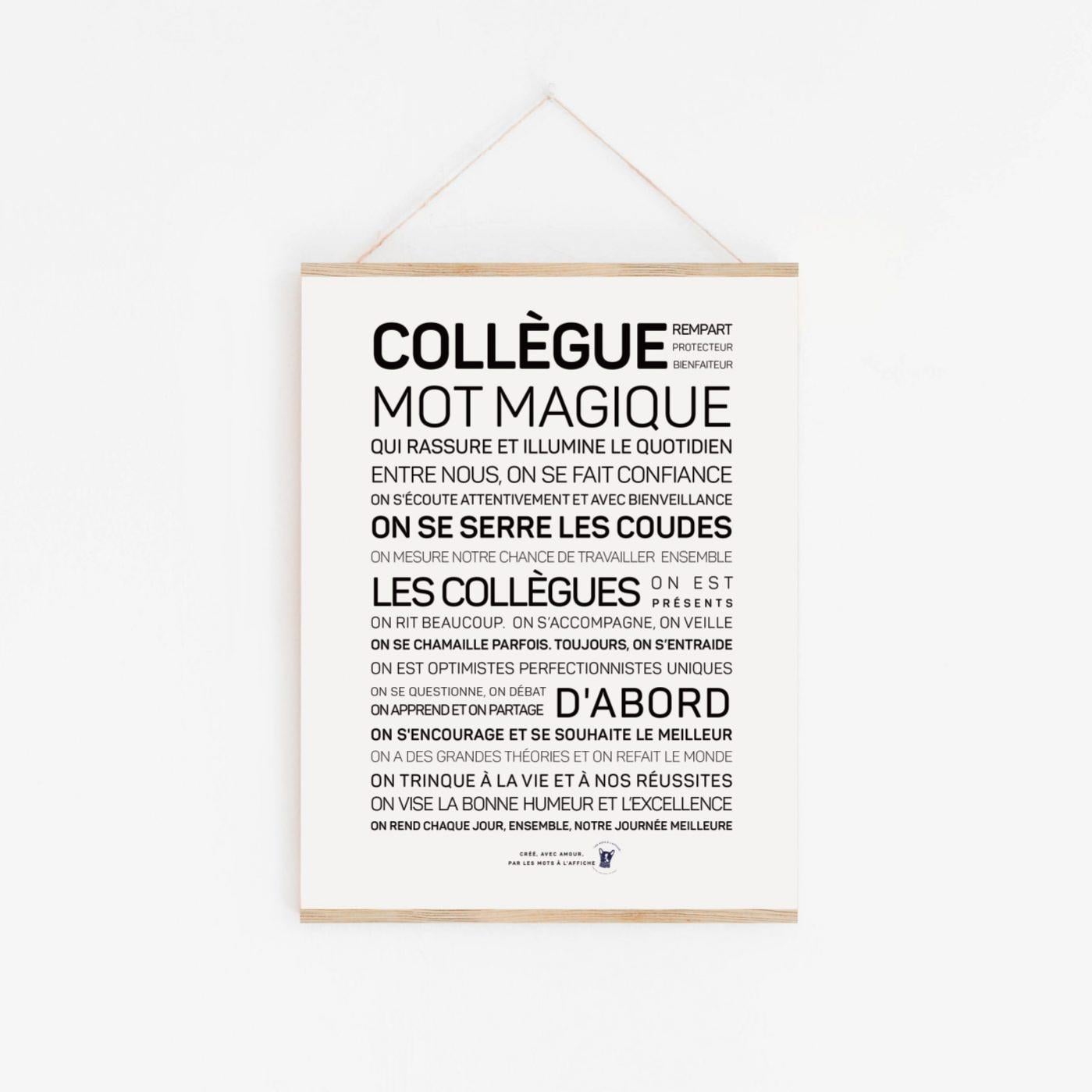 Affiche imprimée A5 "Collègue" (Poster) 14.8 x 21 cm avec support en ...