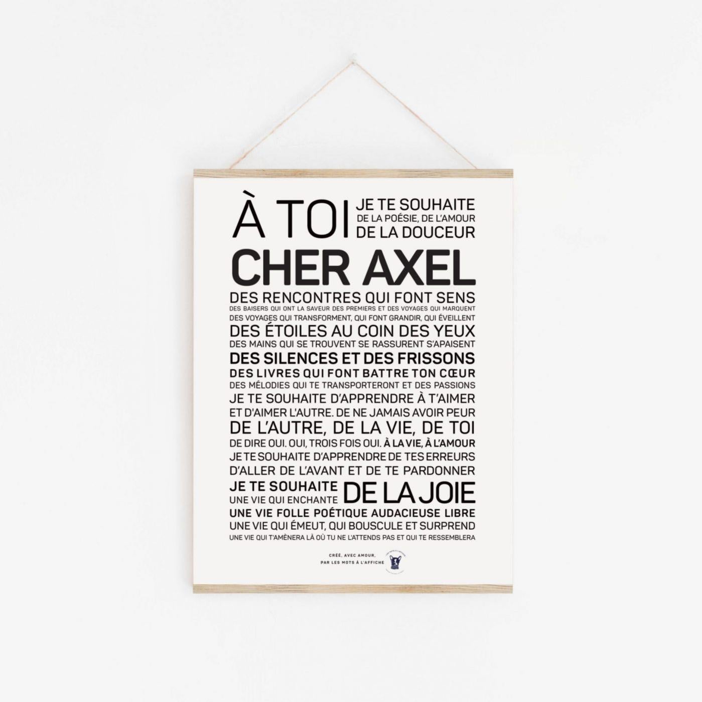 Affiche imprimée A2 "Axel" (Poster) 42 x 59.4 cm avec suspension en ...
