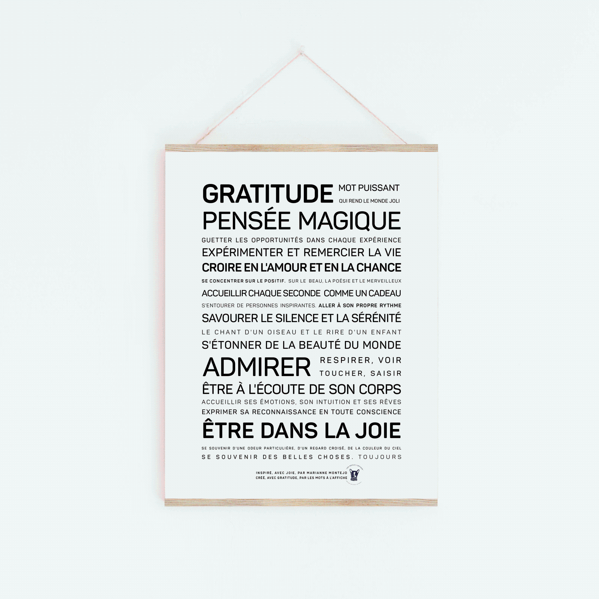 Affiche imprimée A3 "Gratitude, pensée magique" (Poster) 29.7 x 42 cm ...