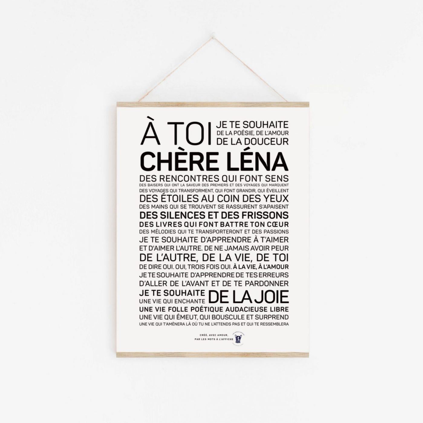 Affiche imprimée A2 "Léna" (Poster) 42 x 59.4 cm avec suspension en ...