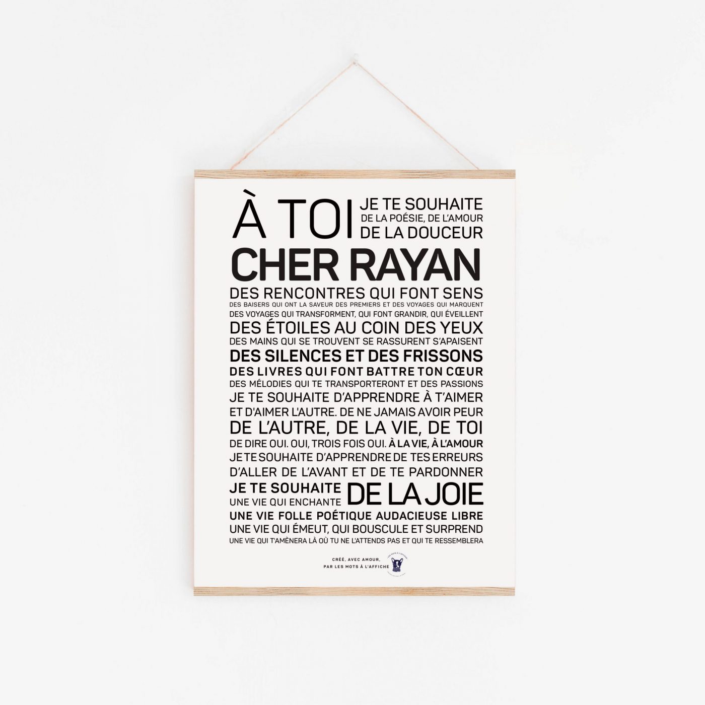 Affiche imprimée A2 "Rayan" (Poster) 42 x 59.4 cm avec suspension en ...