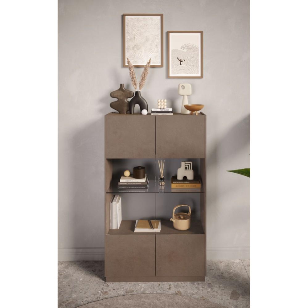 Vitrine design 2 portes collection FANZY. Coloris marron / chêne foncé ...