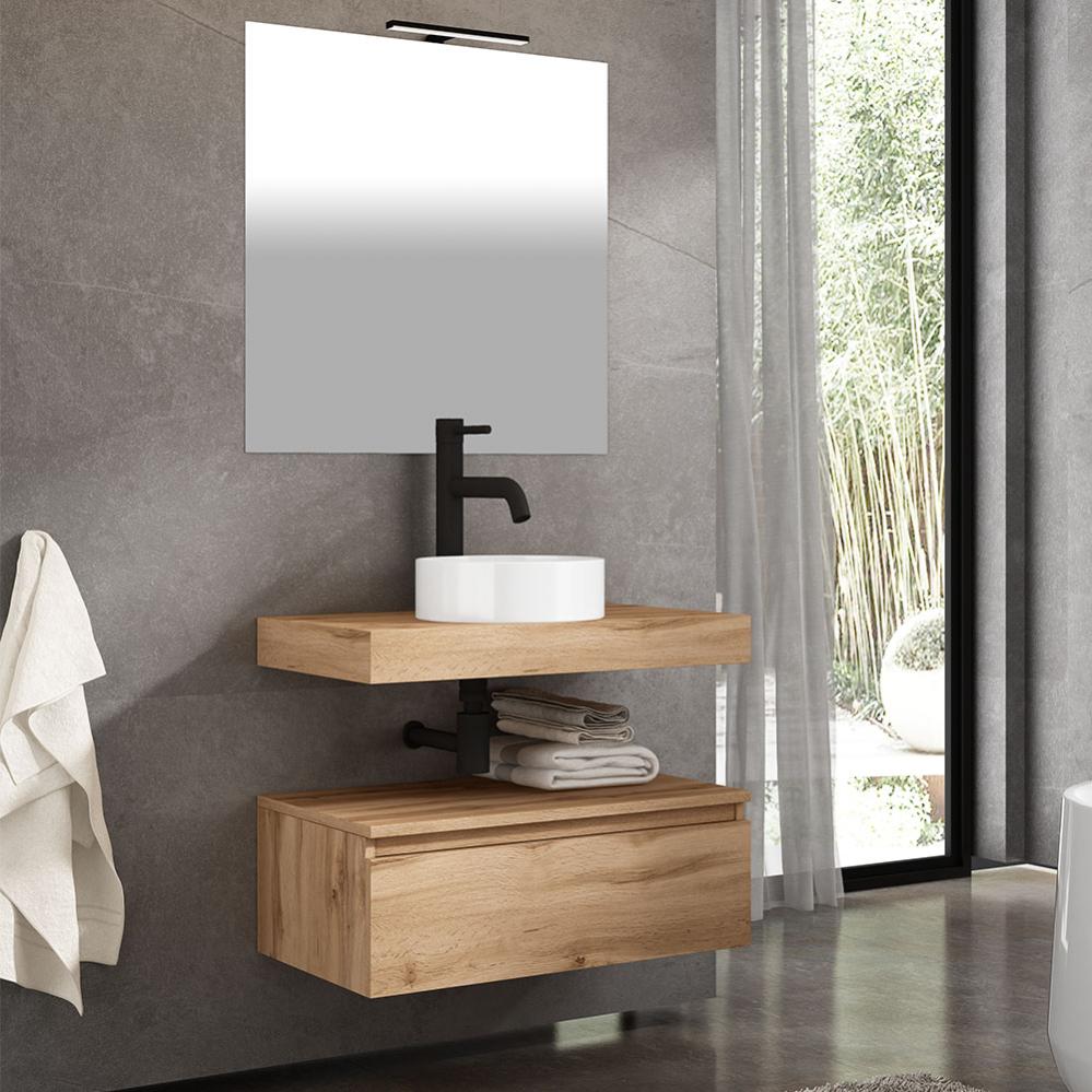 Mueble de baño con Lavabo, Espejo y Aplique LED, mod. MURO 80x45 cm ...