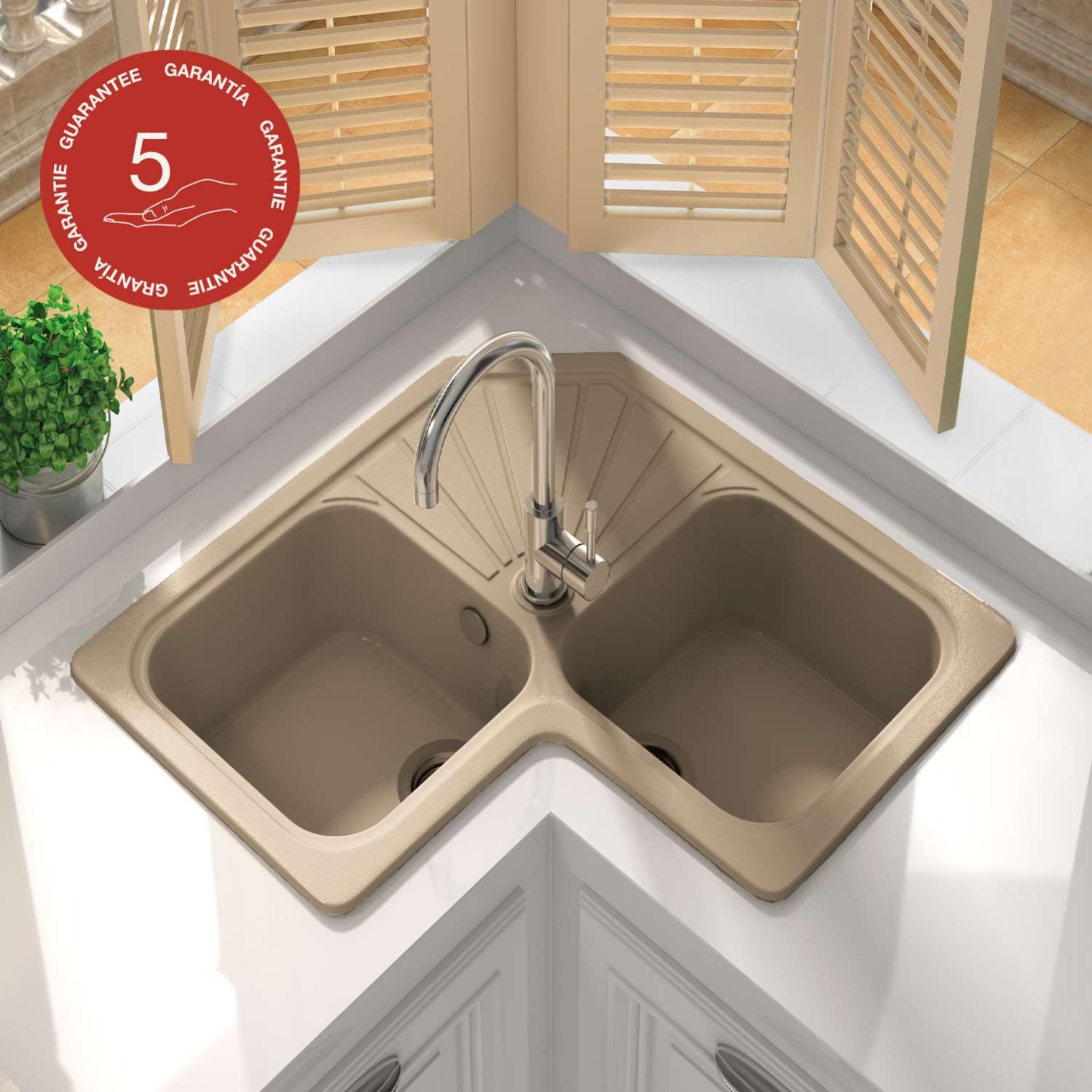 Lavello a incasso per mobile ad angolo POALGI Agata beige Albero - 2 ...