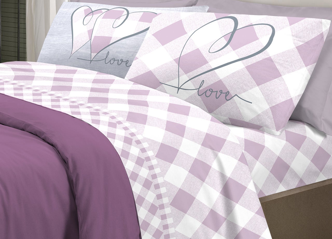 Completo Lenzuola Letto Pensieri Delicati 100% Cotone Dis.Lovely Check ... Completo Lenzuola Letto Pensieri Delicati 100% Cotone Dis.Lovely Check ...