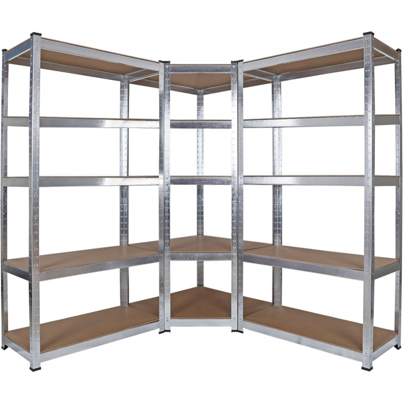 Scaffale angolare modulare in metallo, 5 piani, 175 kg/per ripiano ...