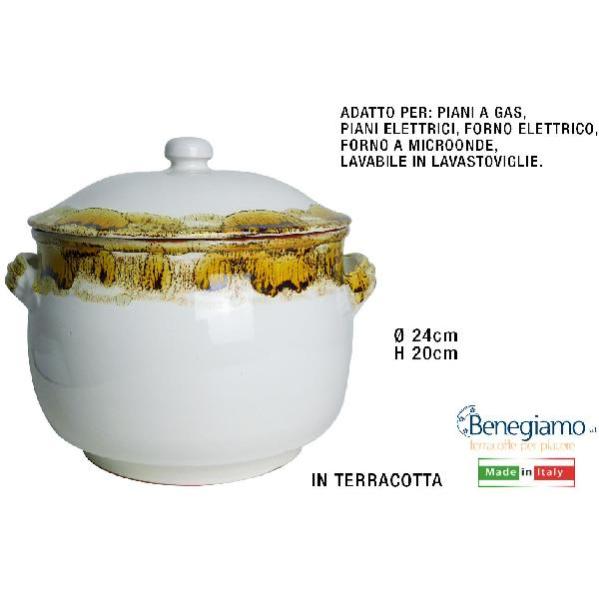 Benegiamo NE274AS Pentola Lentia cm 24 Avorio Striato | Leroy Merlin