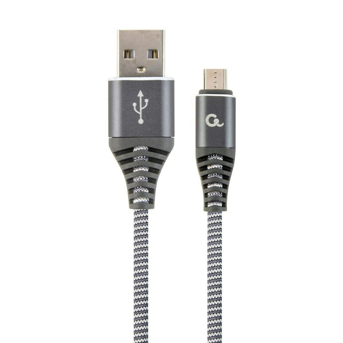 Câble USB vers micro USB GEMBIRD CC-USB2B-AMmBM-1M-WB2 Gris Blanc/Gris 1 m | Leroy Merlin