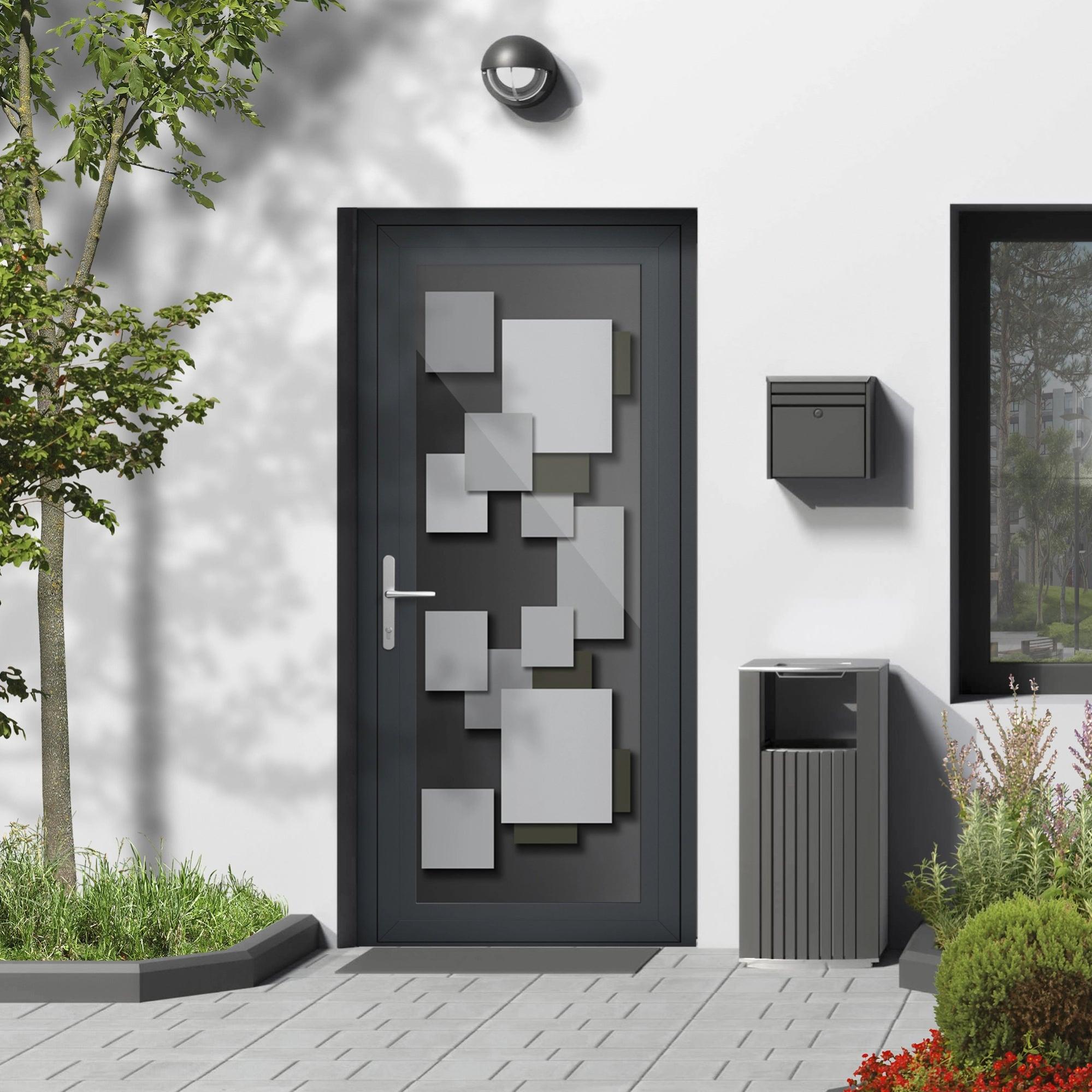Porte d'entrée vitrée PVC gris anthracite vitrage 3D Graphic H 218 x L ...
