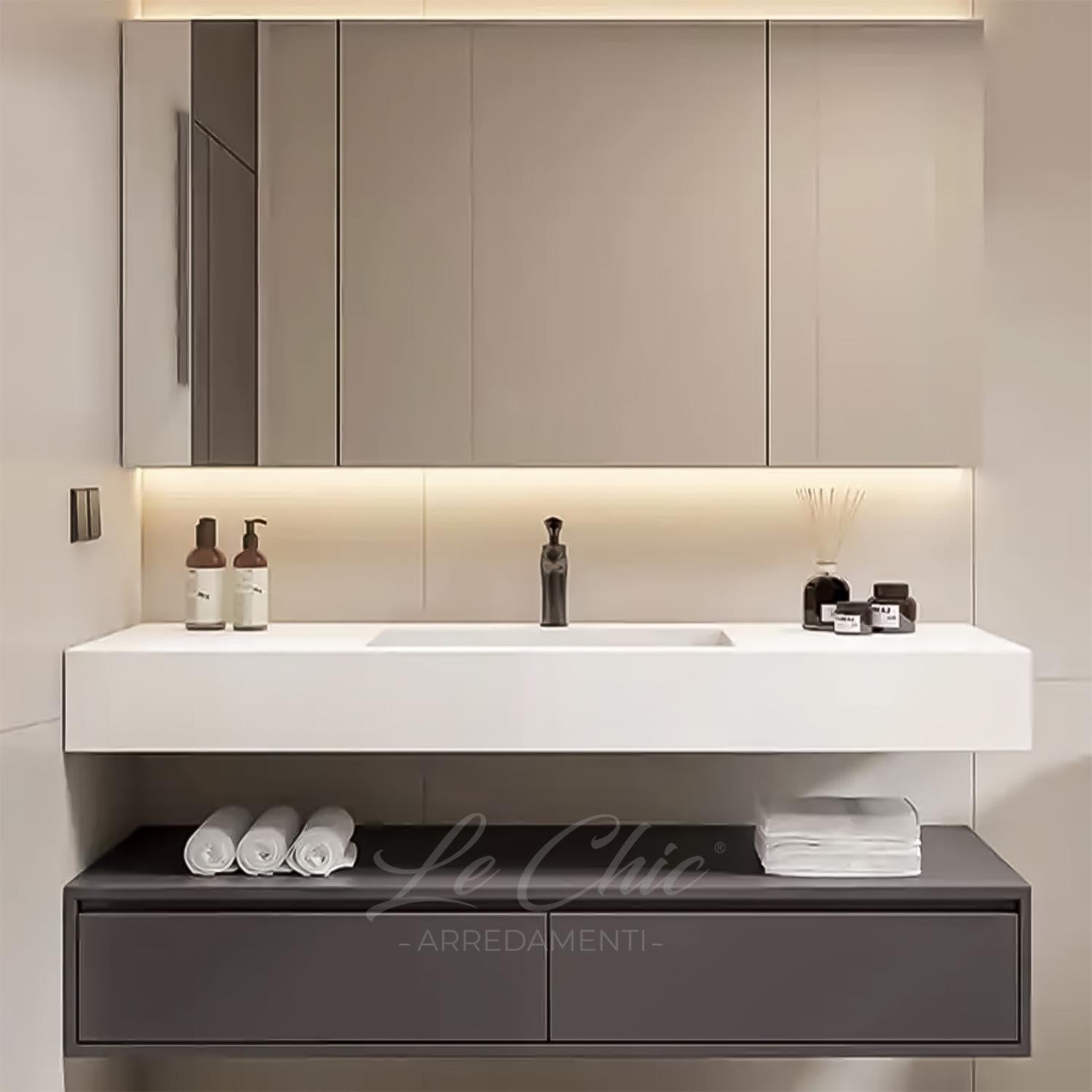 Mobile bagno moderno con specchiera contenitore - 140 cm | Leroy Merlin