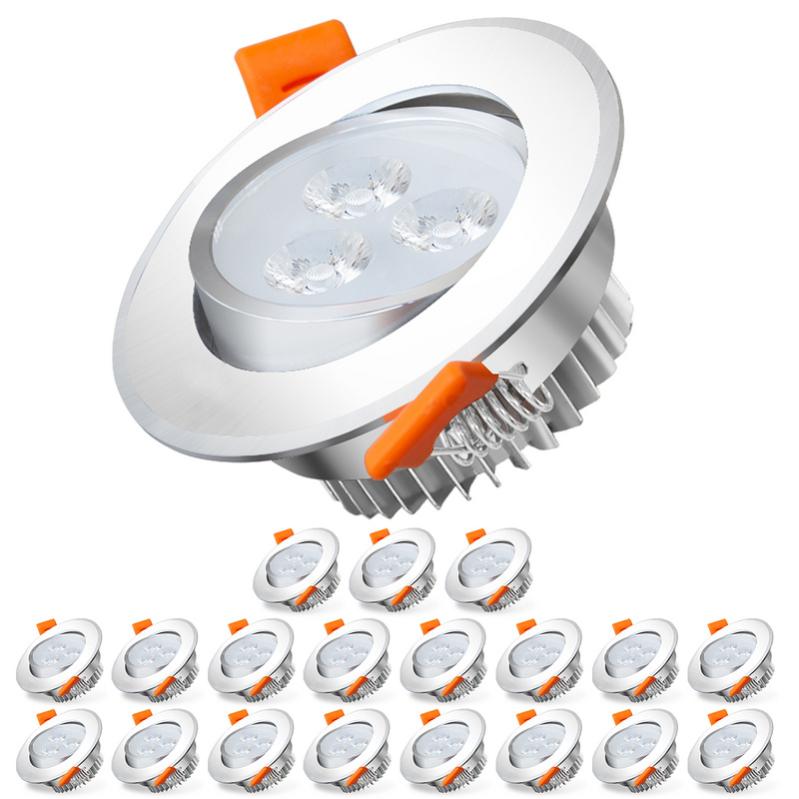 Lot de 20 Spots Encastrable LED Intégrés spots à encastrer 3W Blanc froid LED spots orientables ...