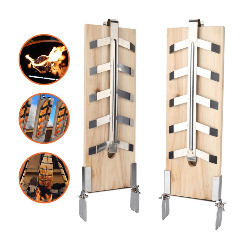 Planche à saumon à flamber Lot de 2 Supports réglables Planche à saumon ...