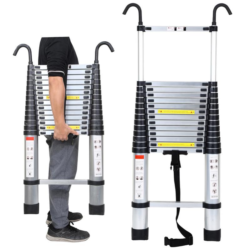 Échelle télescopique avec échelle à rallonge à crochet jusqu'à 150 kg ...
