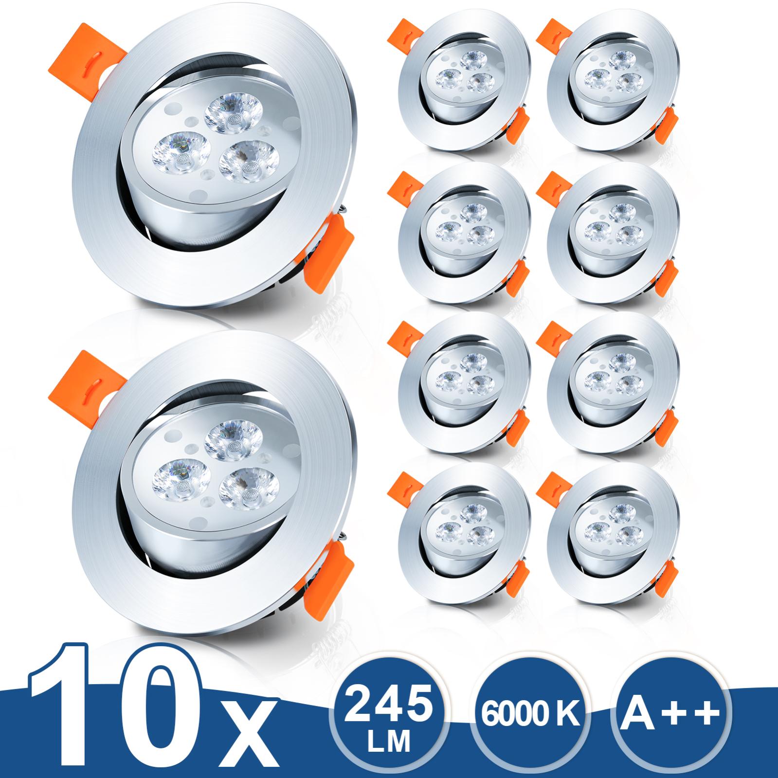 10x spots encastrables LED spots de plafond 3W blanc froid spot ...