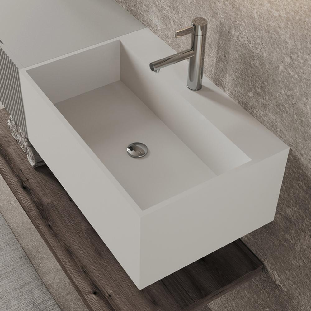 Lavabo bagno sospeso 60 cm design bianco opaco in resina Tevere | Leroy ...