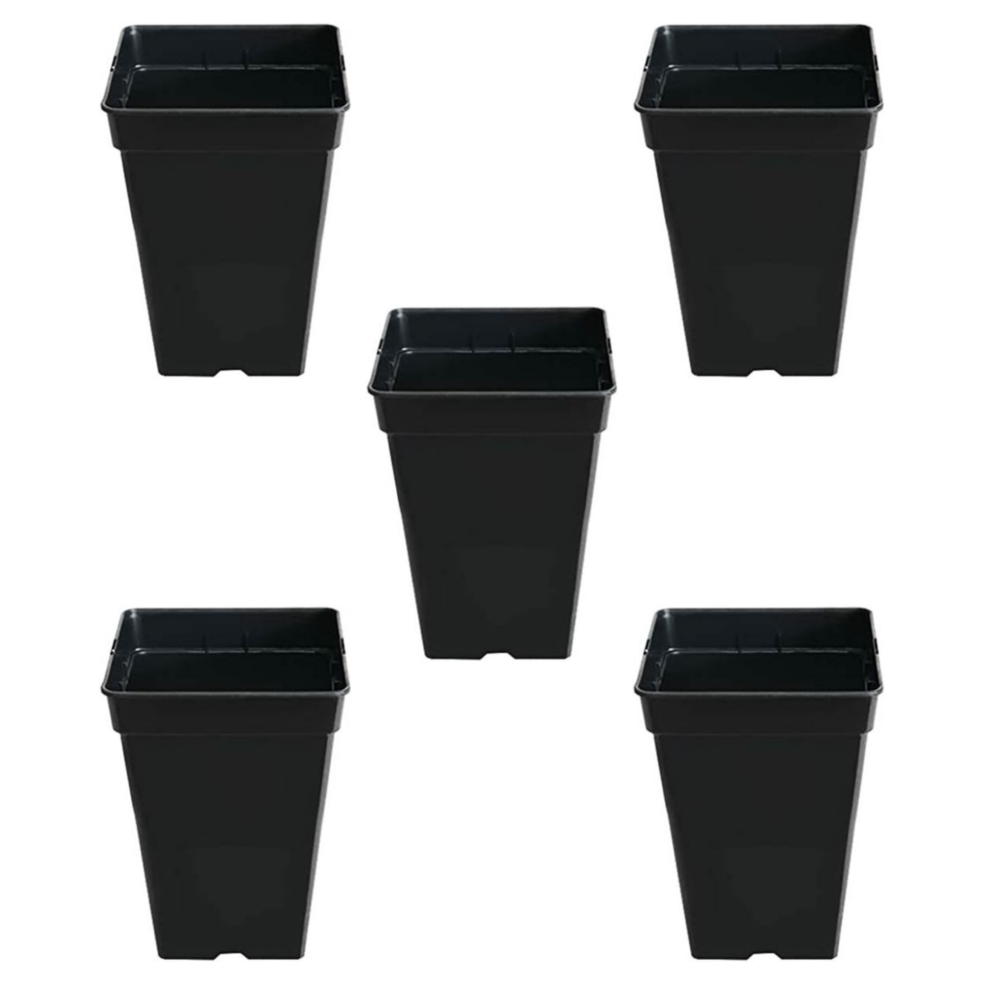 CULTIVO ACTIVO Pack 5 Macetas Cuadradas para Plantas Negra 25L - Cinco ...