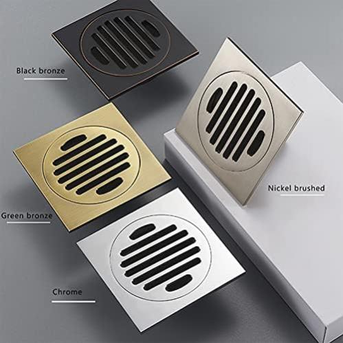 Siphon de douche carré en laiton avec couvercle amovible, filtre à ...