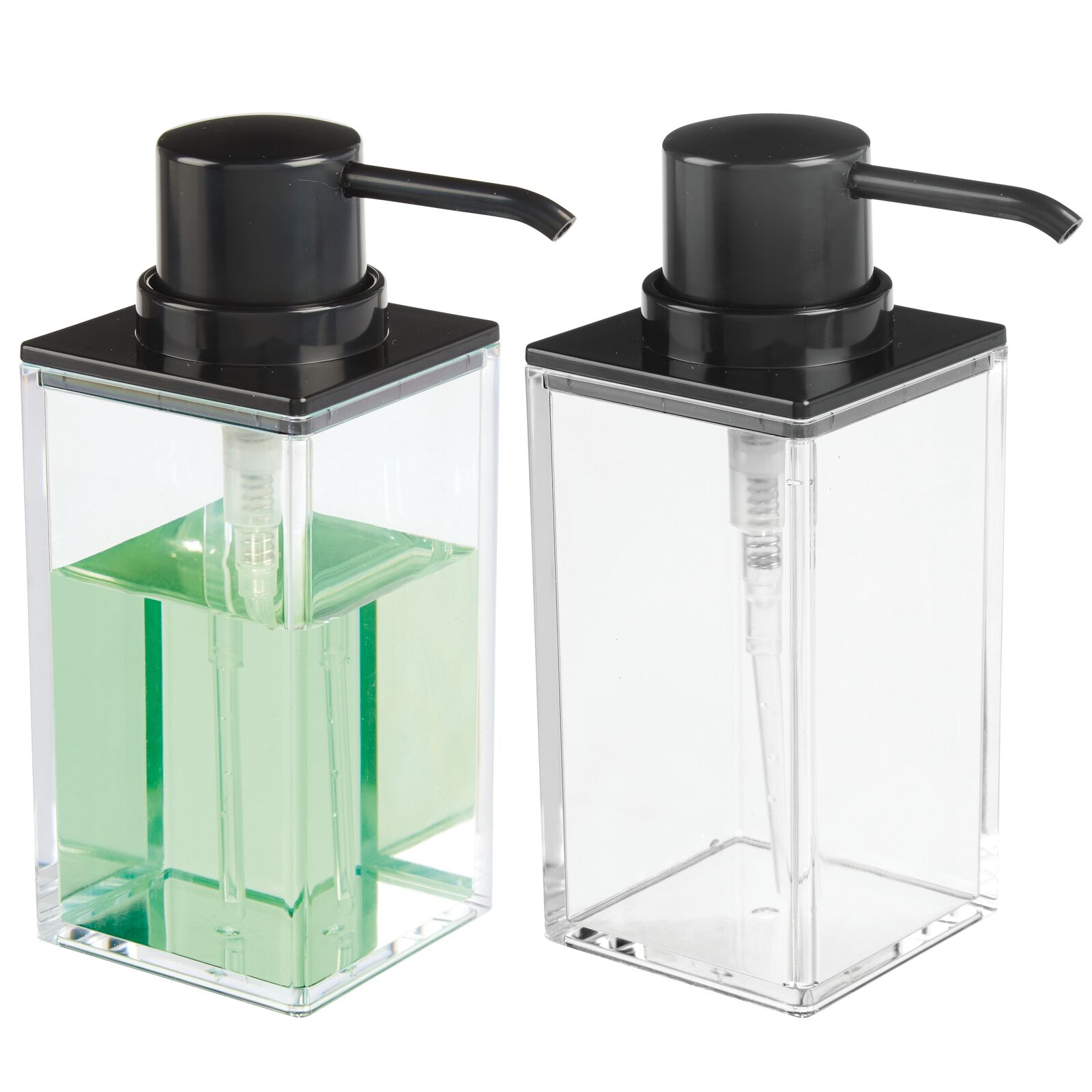 MDesign Square Plastic Refillable Soap Dispenser Pump, 2 Pack - Clear ...