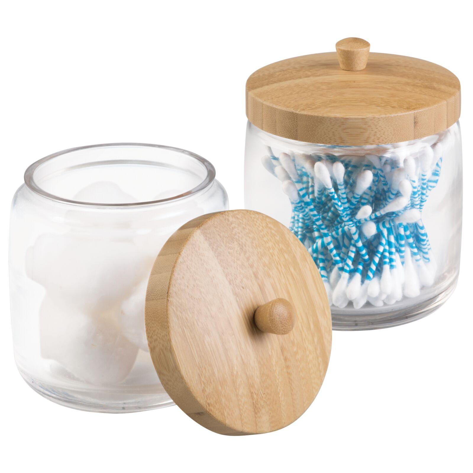 MDesign Boîte d'apothicaire ronde en verre/couvercle en bambou, 2 ...