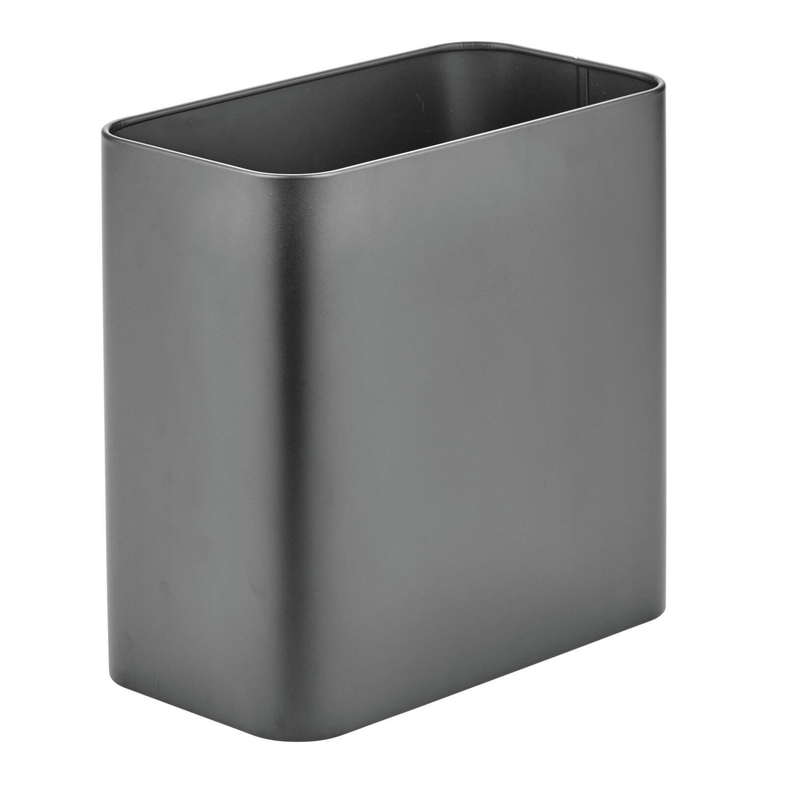 MDesign Metal 2.4 Gallon Bathroom Trashcan Wastebasket Garbage Bin ...