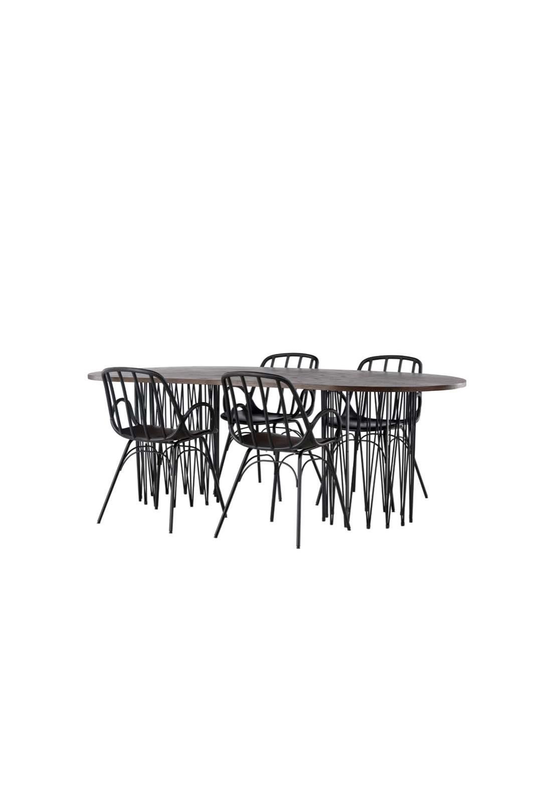 Stone ensemble pour salle à manger table mocca et 4 Dyrön chaises noir ...