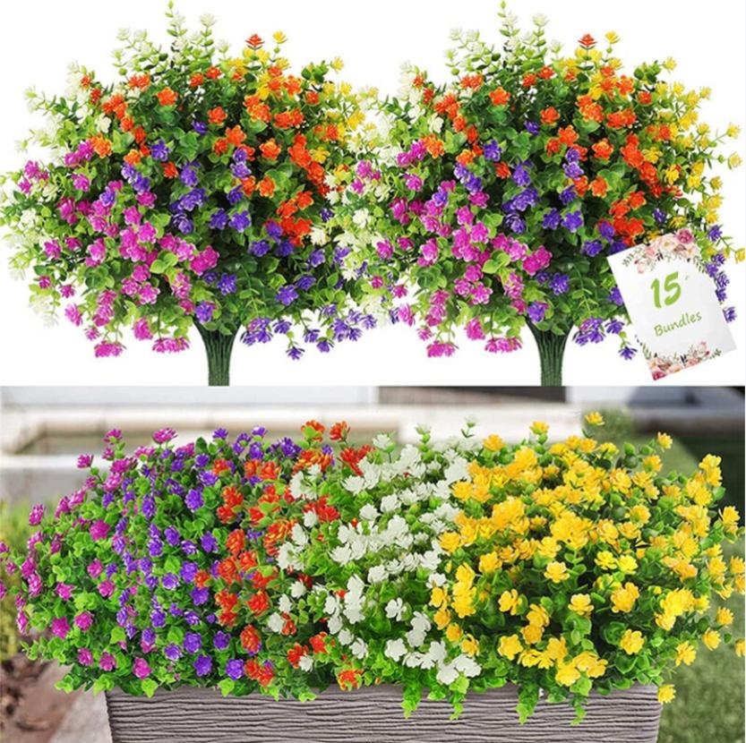 12 paquets de fleurs artificielles en plein air de fausses fleurs pour ...