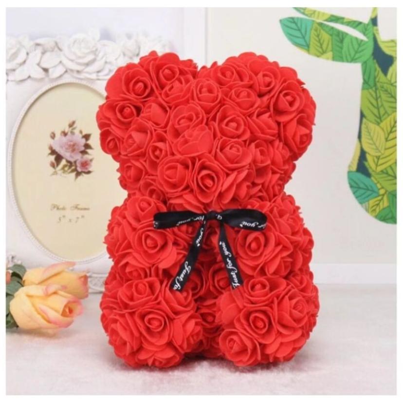 25 CM Rose Fleur Ours Mousse PE Fleur Fleur Éternelle Ours Saint Valentin Cadeau Rose Fleur ...