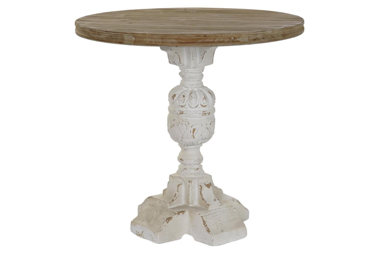 Table Sapin Mdf 80x80x77,5 Blanc Vieilli | Leroy Merlin