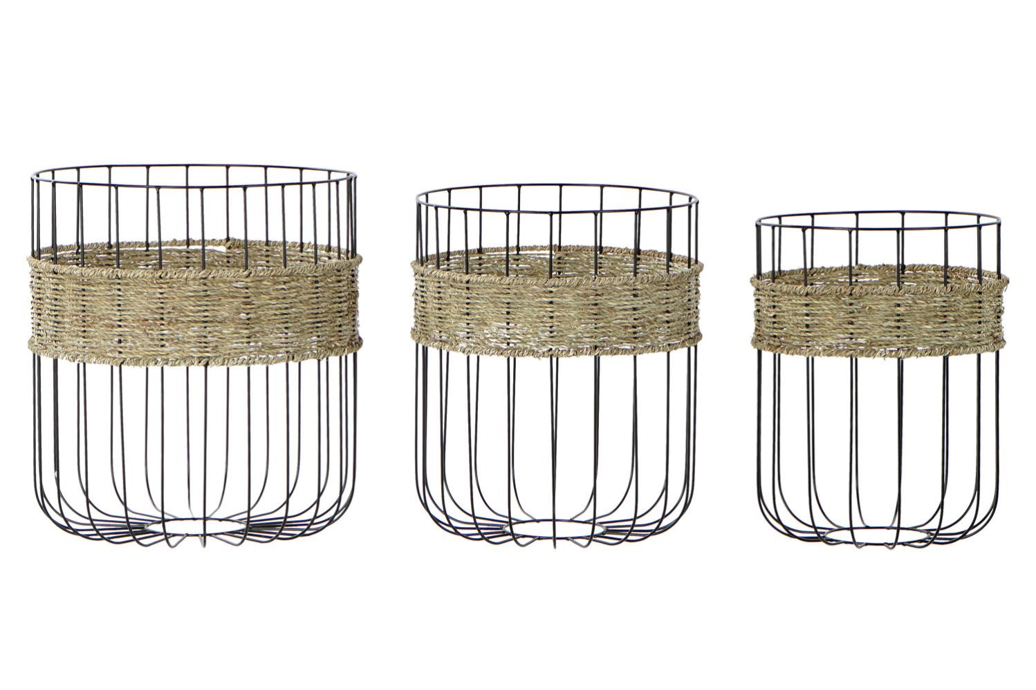 Cesta Set 3 Fibra Metal 35X35X40 Negro | Leroy Merlin