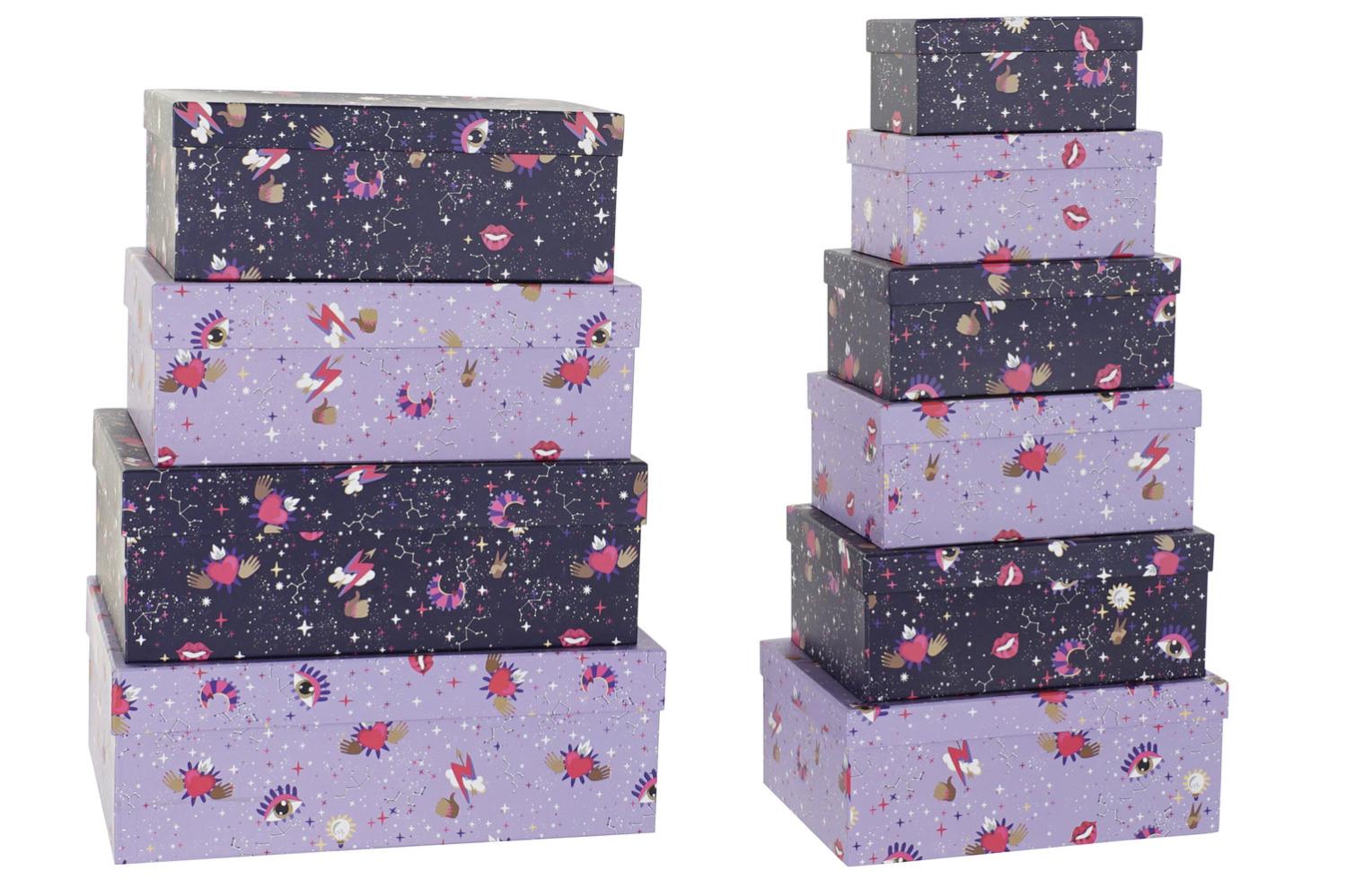 Coffret 10 Carton 43,5X33,5X15,5 Bonne Chance Lilas | Leroy Merlin