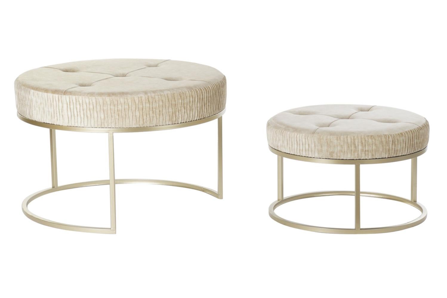 Repose-pieds Set 2 Polyester Métal 80x80x53 Beige | Leroy Merlin