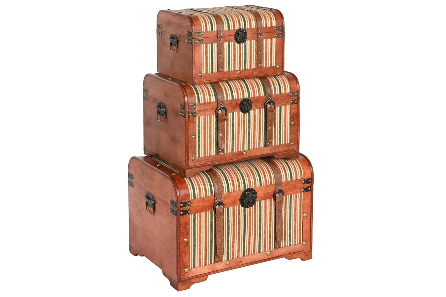 Baul Set 3 Madera Lienzo 60X43,5X42 Marron | Leroy Merlin