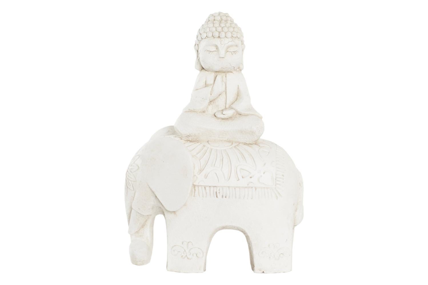 Figurine Magnésia 40x23x56 Bouddha Éléphant Vieilli | Leroy Merlin