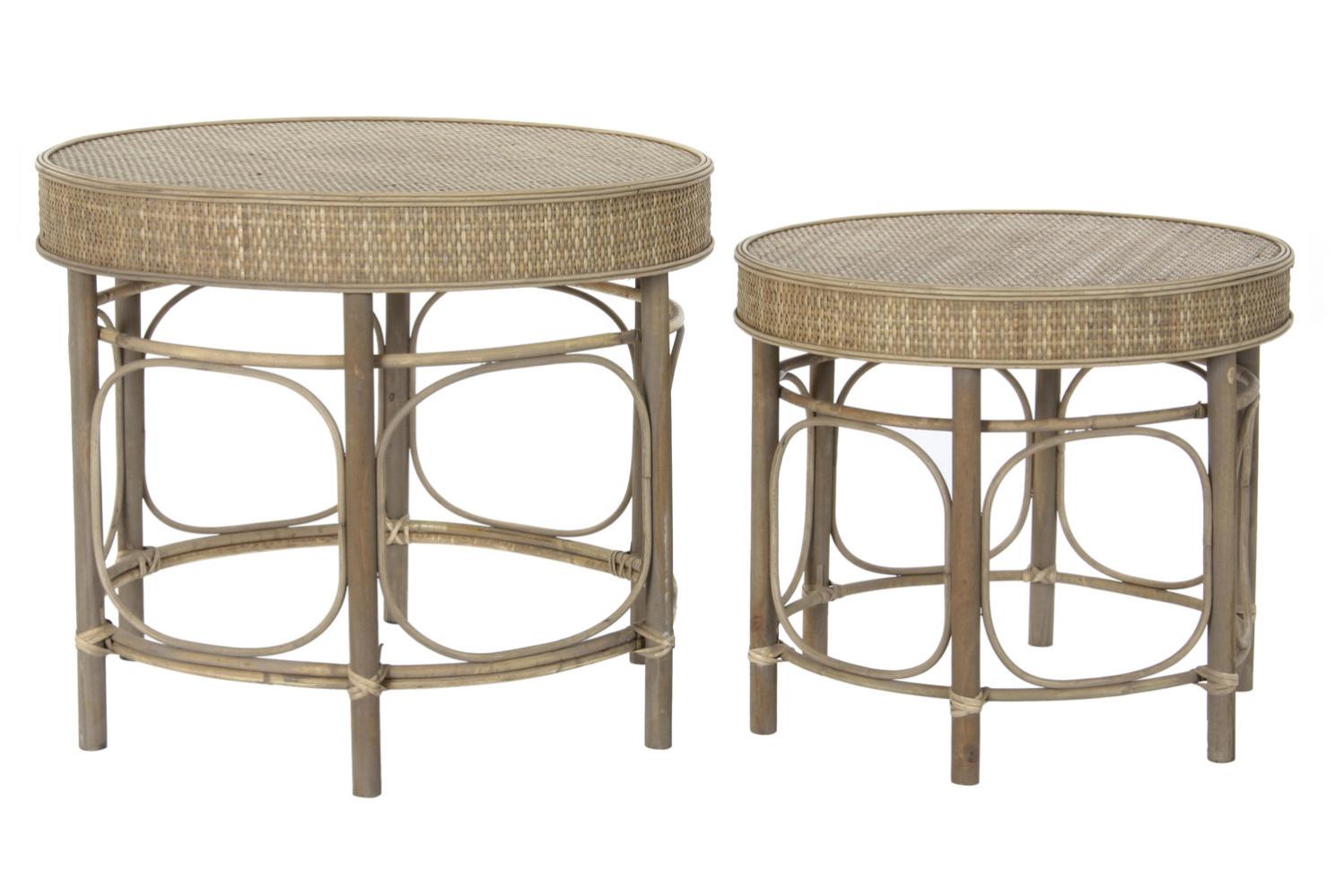 Table d'appoint Set 2 Ratan 61x61x52 50x43 Naturel | Leroy Merlin