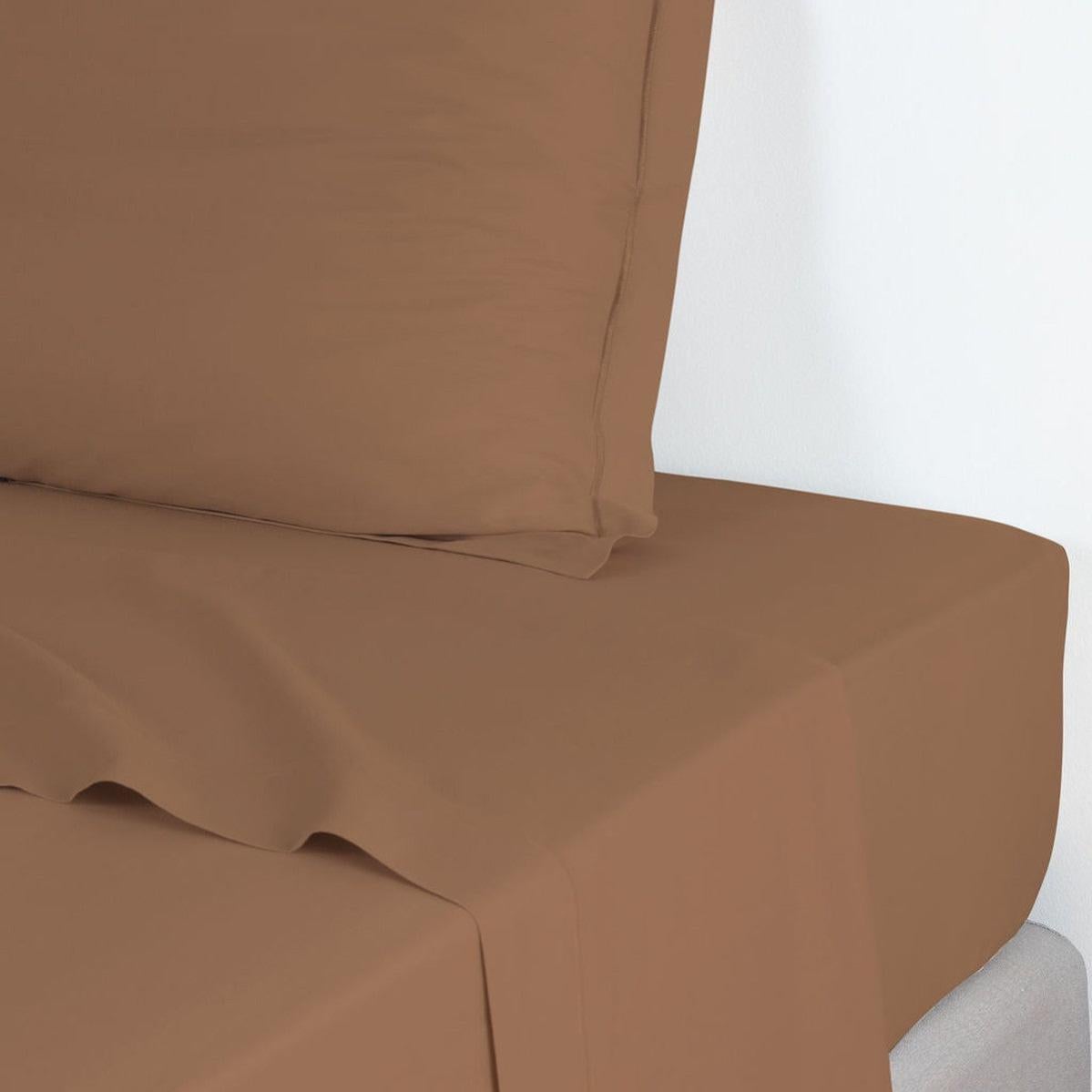 Drap plat 240x300 satin de coton caramel | Leroy Merlin