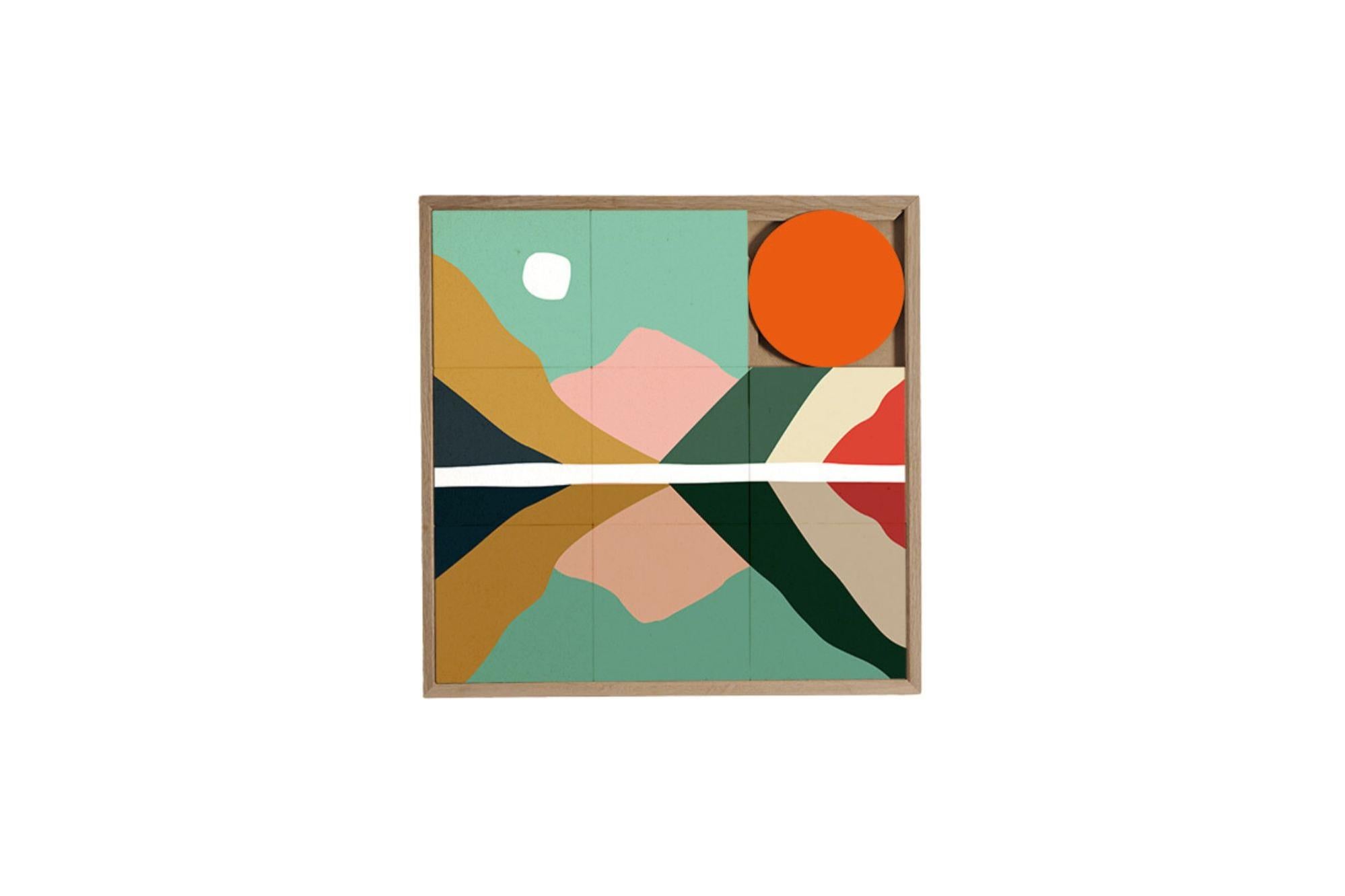 Tableau en bois taquin nature montagne 48 x 48 - REFLET | Leroy Merlin