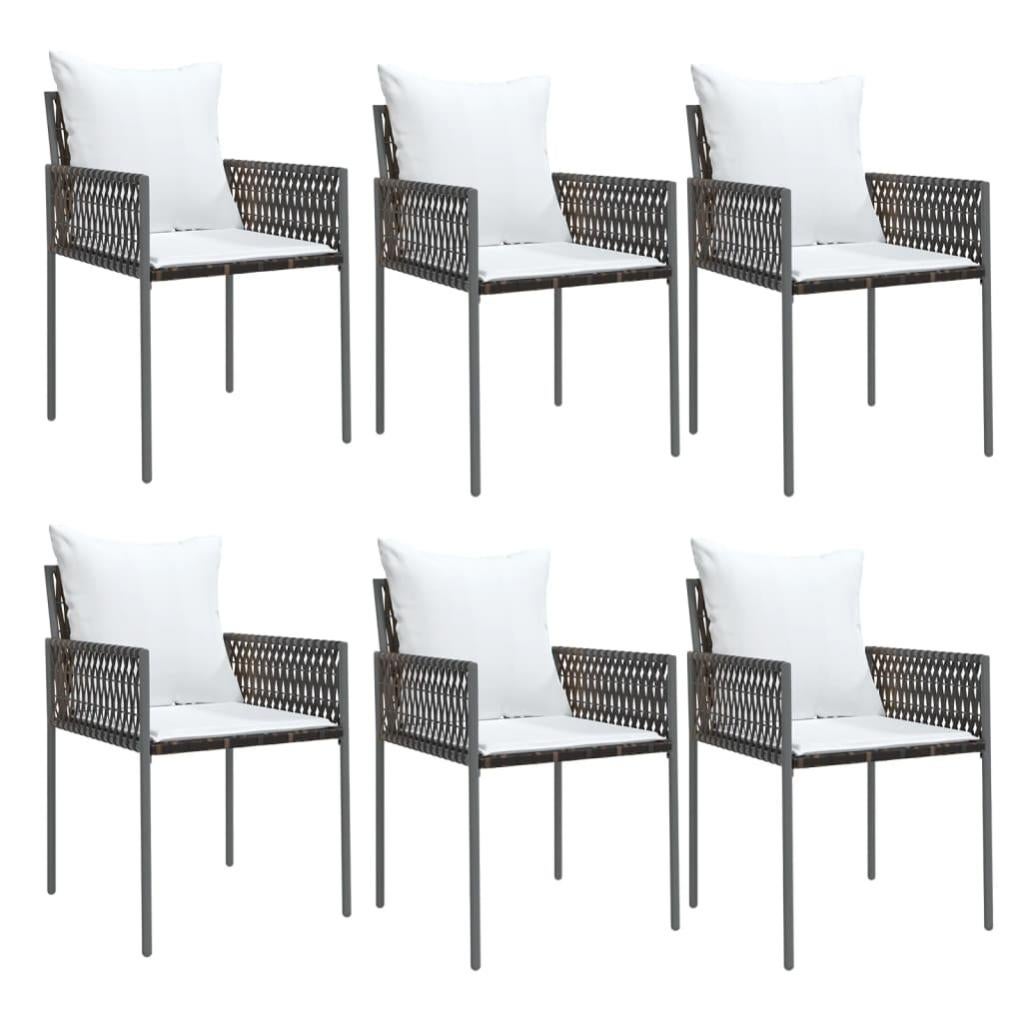 Set di 6 sedie e cuscini da giardino in rattan marrone 54x61x83 cm ...