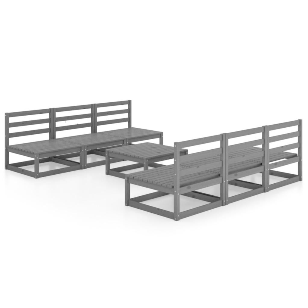 Mobili da giardino 7 pezzi in legno di pino massiccio nero | Leroy Merlin