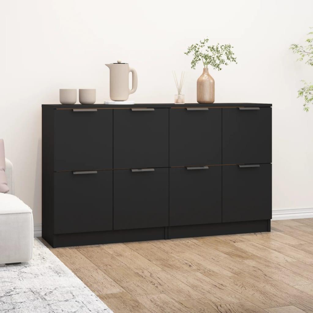 Buffets 2 pcs Noir 60x30x70 cm Bois d'ingénierie | Leroy Merlin